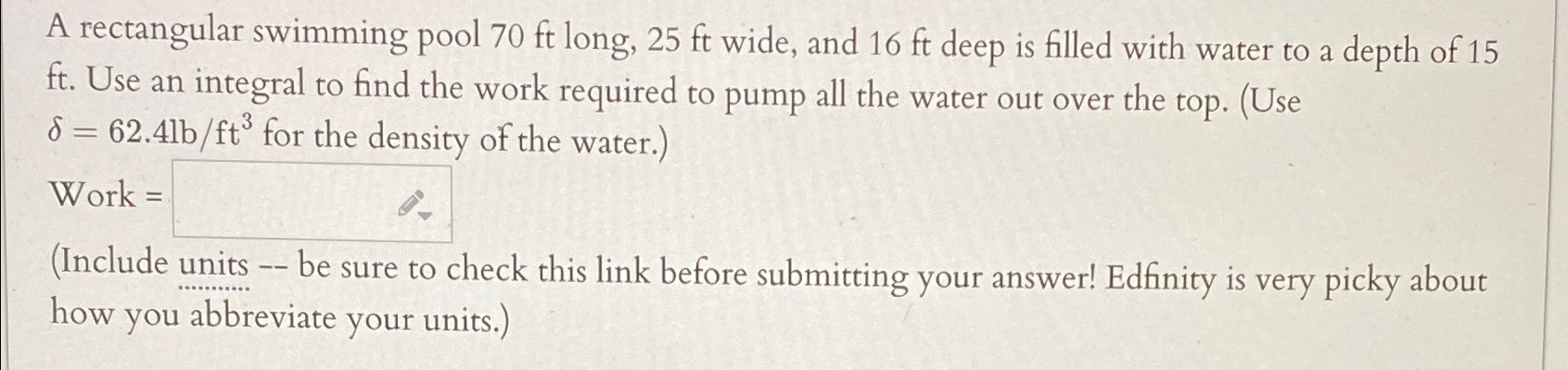 Solved A rectangular swimming pool 70ft ﻿long, 25ft ﻿wide, | Chegg.com