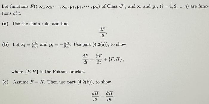 Solved Let functions F(t,x1,x2,⋯,xn,p1,p2,⋯,pn) of Class C1, | Chegg.com