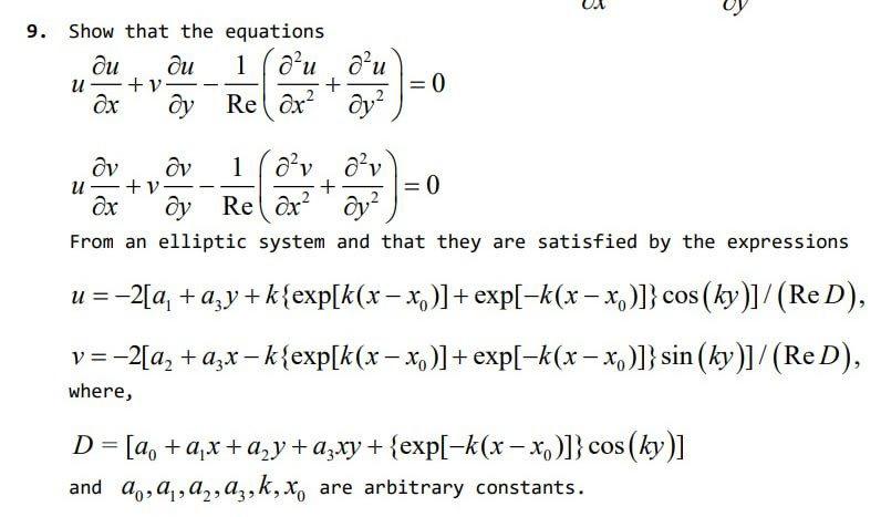 Solved 9. Show that the equations | Chegg.com