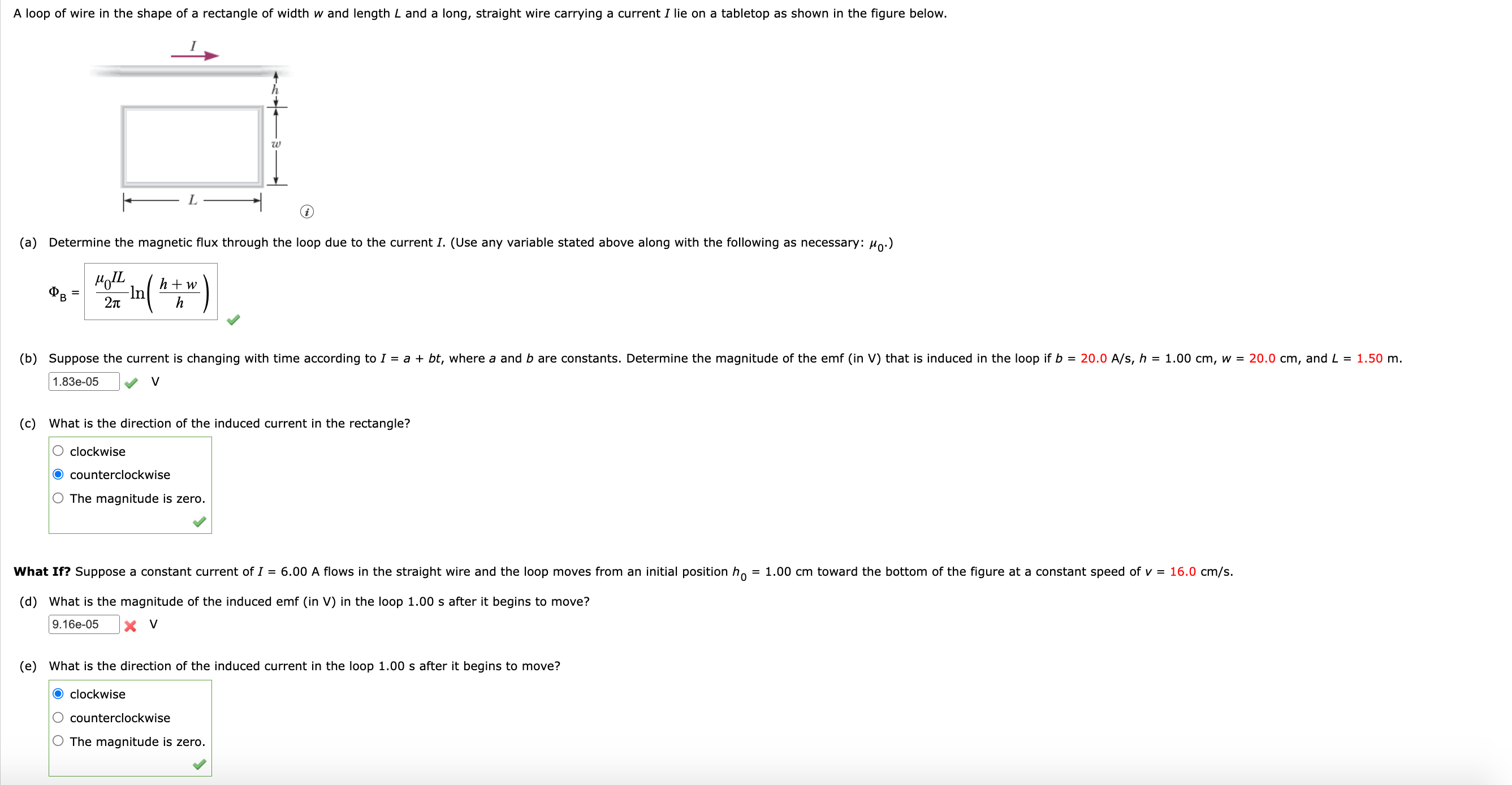 Solved A loop of wire in the shape of a rectangle of width w | Chegg.com