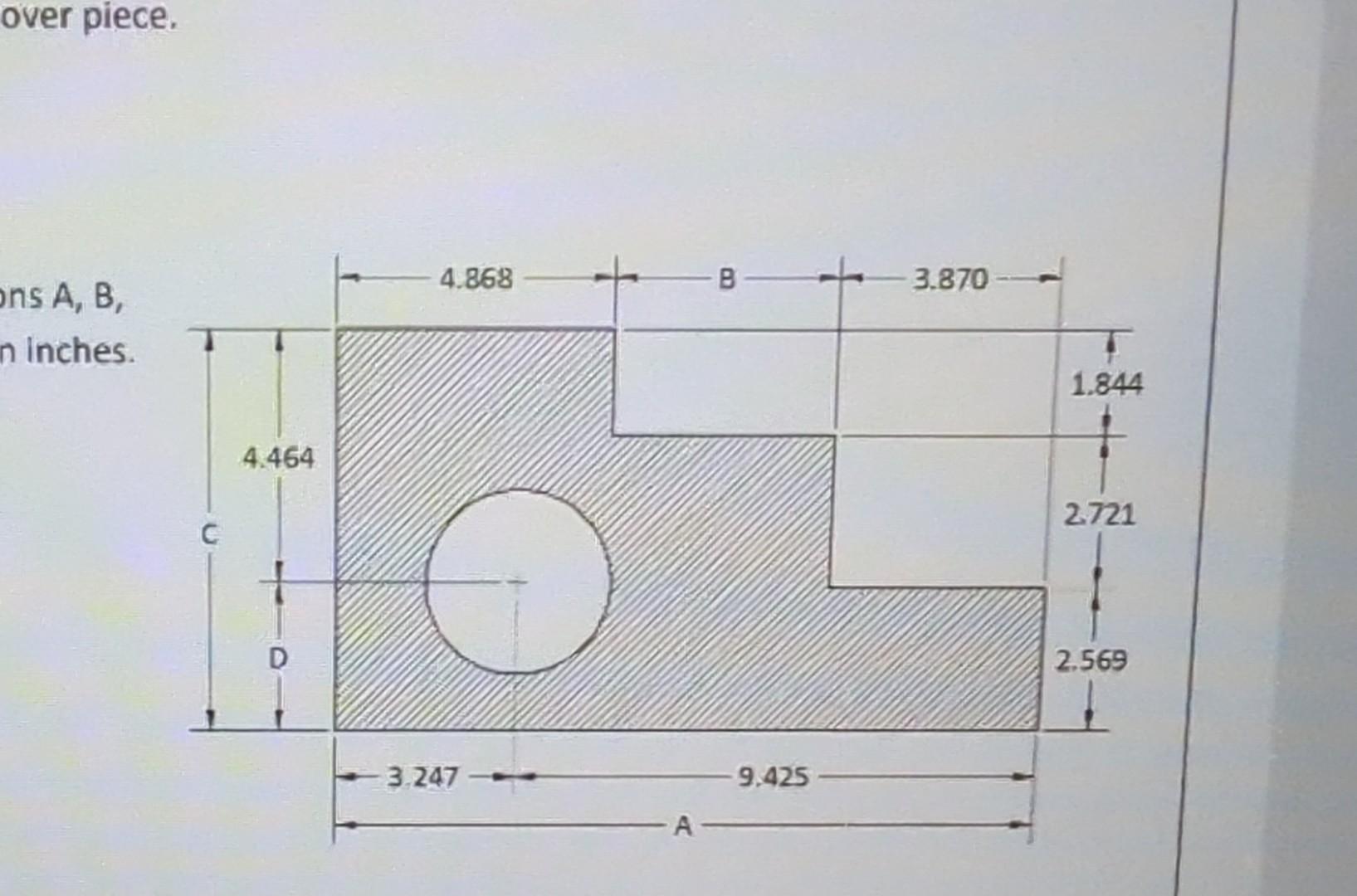 Solved calculate the missing dimension A, B, C, D. | Chegg.com