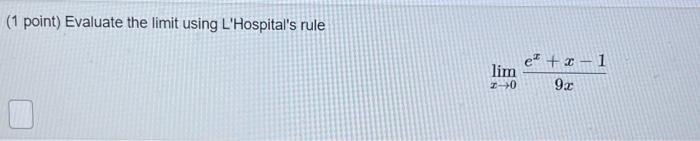 Solved (1 point) Consider the limit limx→01−cos(3x)sin2(3x) | Chegg.com