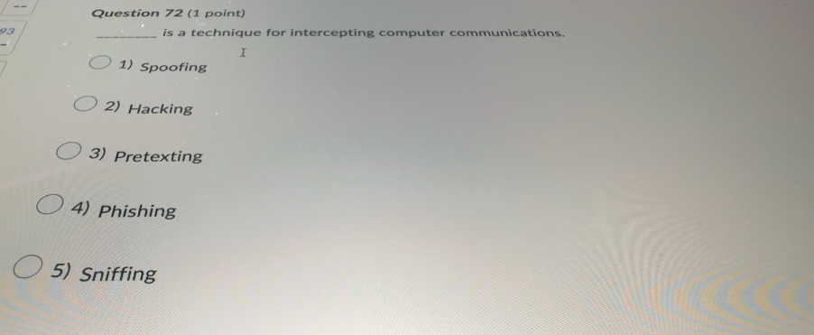 Solved Question 72 (1 ﻿point)q, ﻿is a technique for | Chegg.com