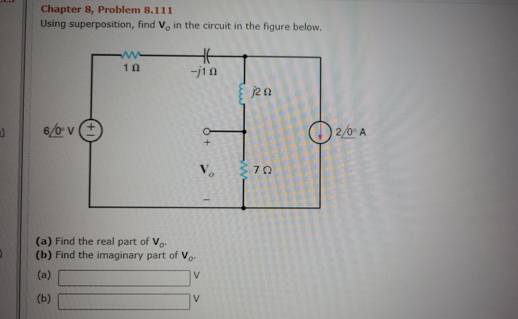 Solved Chapter 8, Problem 8.111 Using superposition, find V, | Chegg.com