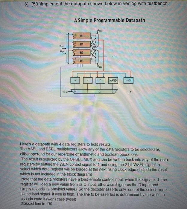 Solved 3 50 Implement The Datapath Shown Below In Verilog 9638