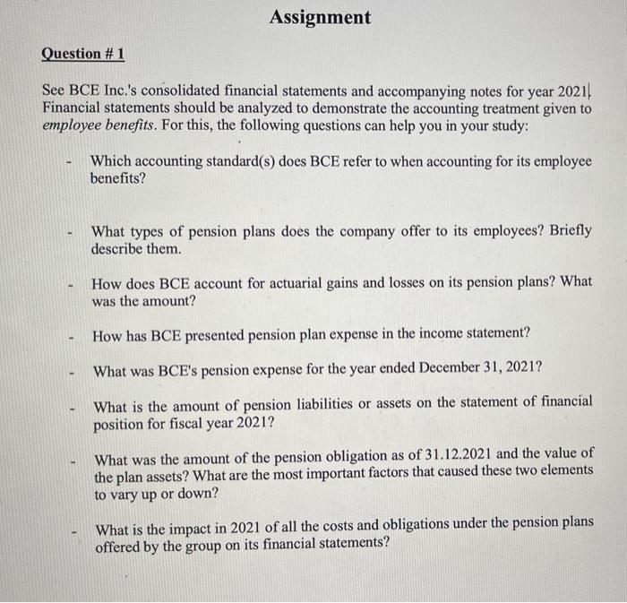 Solved BCE Inc.'s consolidated financial statements and | Chegg.com