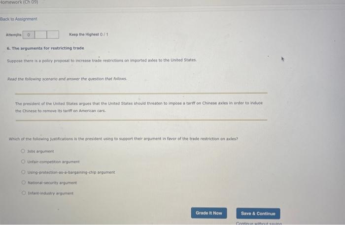 Solved 6. The arguments for restricting trade Suppose there | Chegg.com