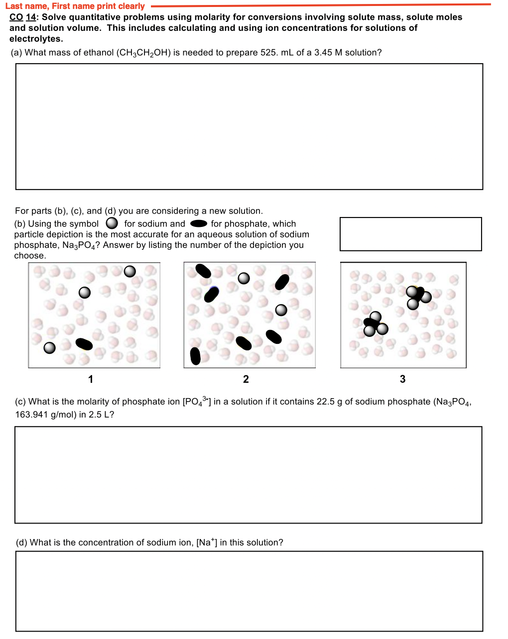 Solved CO 14: Solve quantitative problems using molarity for | Chegg.com