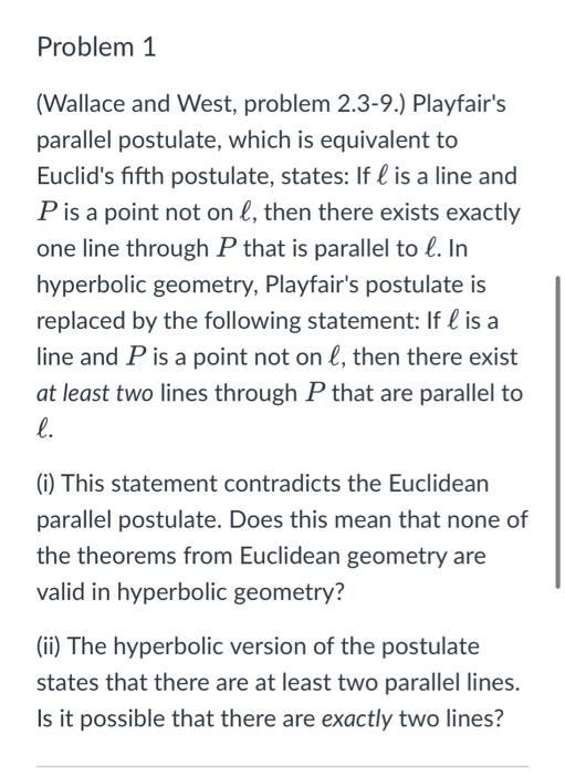 Solved (Wallace and West, problem 2.3-9.) Playfair's | Chegg.com