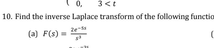 Solved 10. Find the inverse Laplace transform of the | Chegg.com