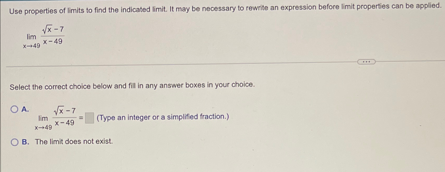 Solved Use properties of limits to find the indicated limit. | Chegg.com