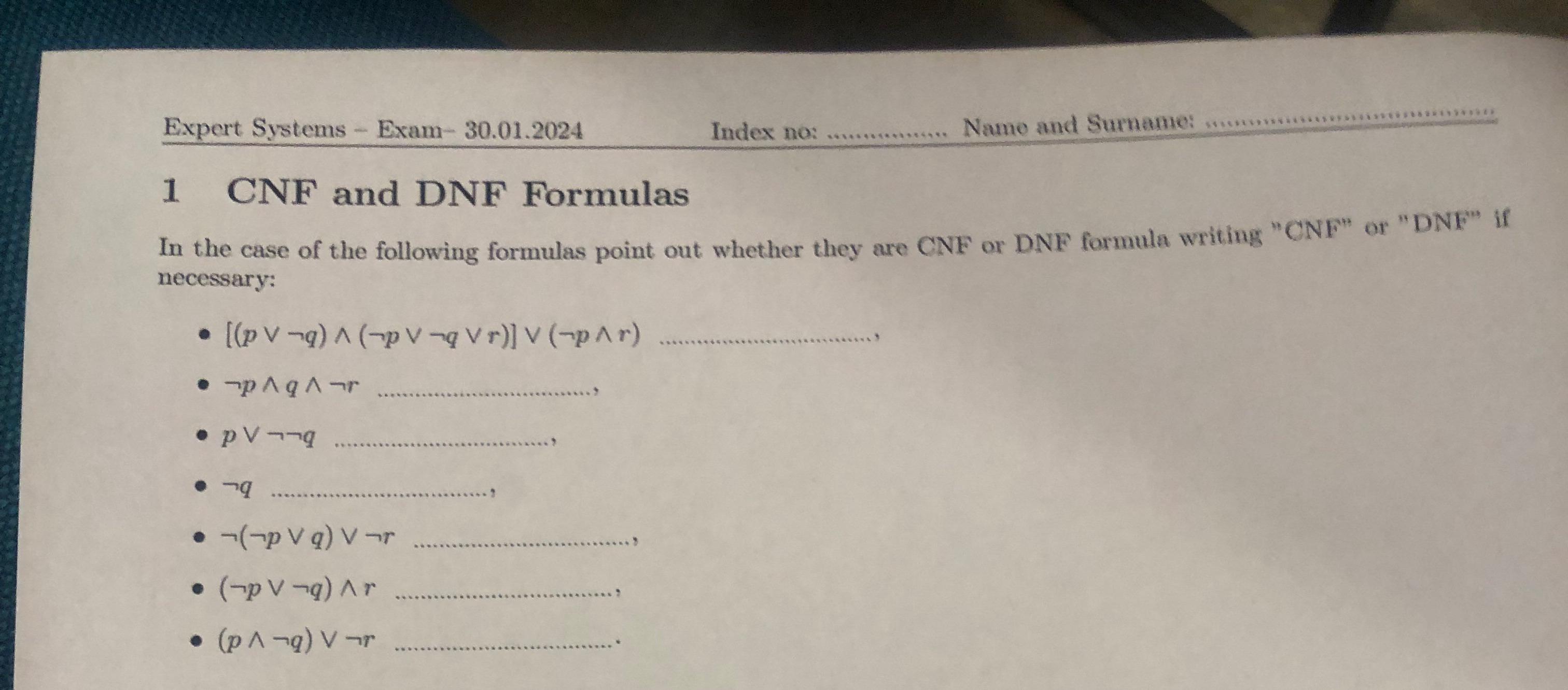 Solved Expert Systems - ﻿Exam- 30.01.2024Index no:Name and | Chegg.com