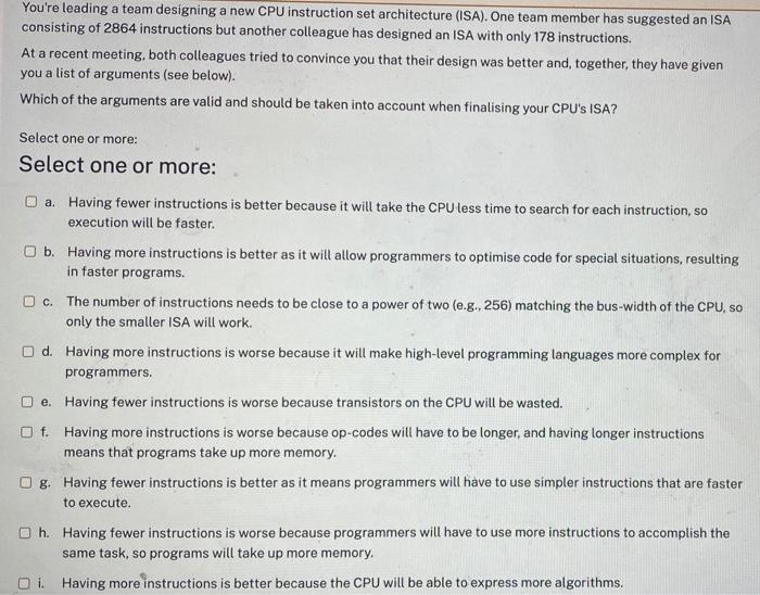 Solved You're leading a team designing a new CPU instruction | Chegg.com