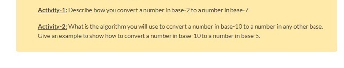 Solved Activity-1: Describe how you convert a number in | Chegg.com