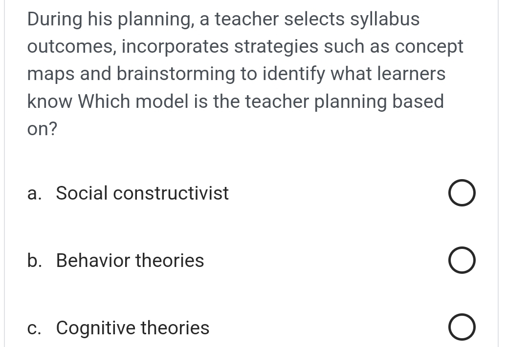 Solved During his planning, a teacher selects syllabus | Chegg.com