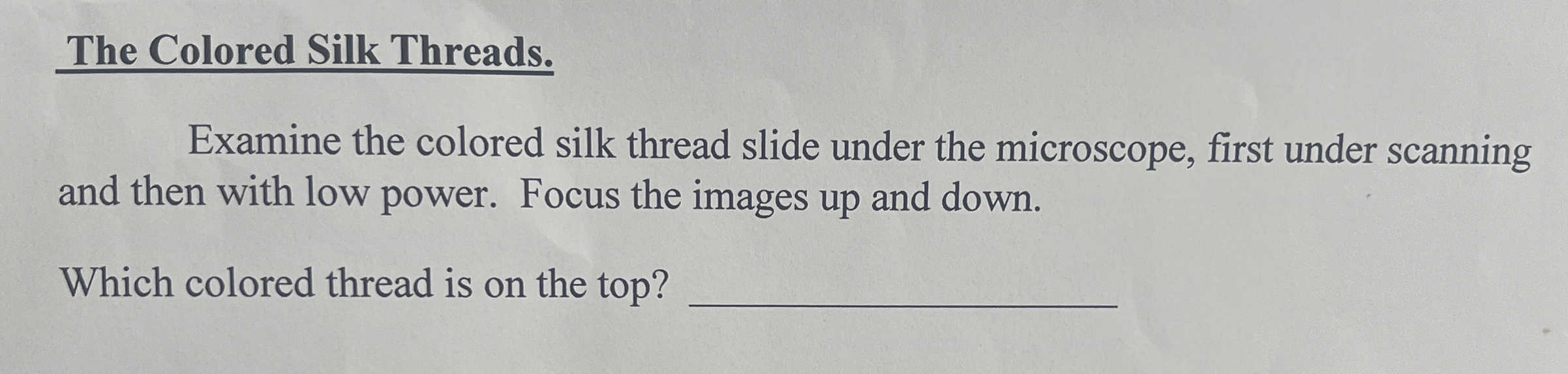 Solved The Colored Silk Threads.Examine the colored silk | Chegg.com