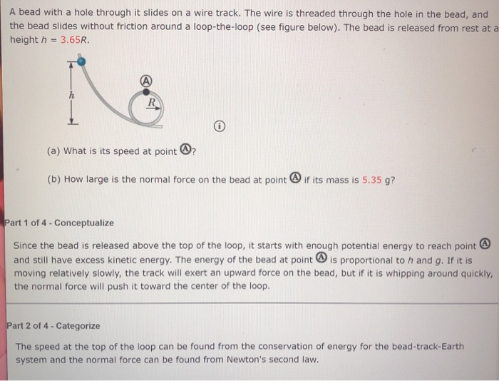Solved A bead with a hole through it slides on a wire track. | Chegg.com