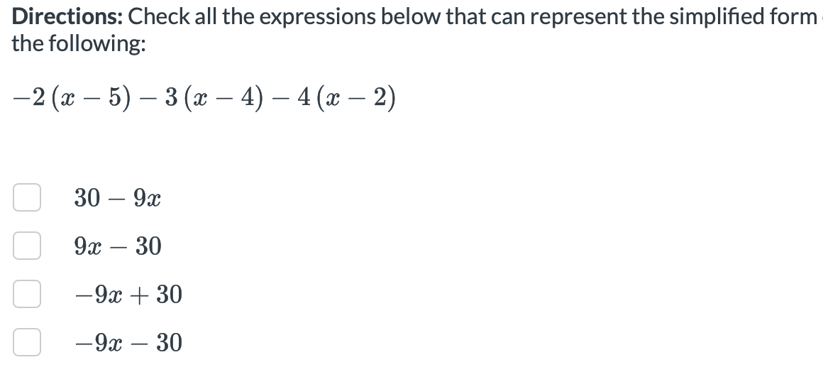Solved Directions: Check all the expressions below that can | Chegg.com