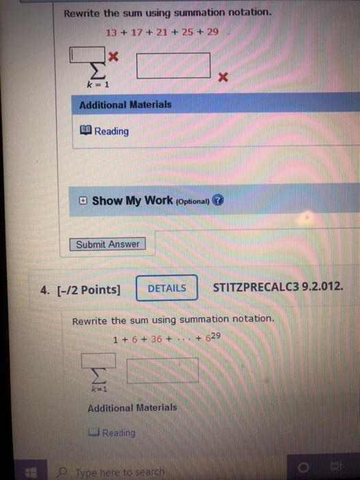 Solved Rewrite the sum using summation notation. 13 + 17 + | Chegg.com Solved Rewrite the sum using summation notation. 13 + 17 + | Chegg.com