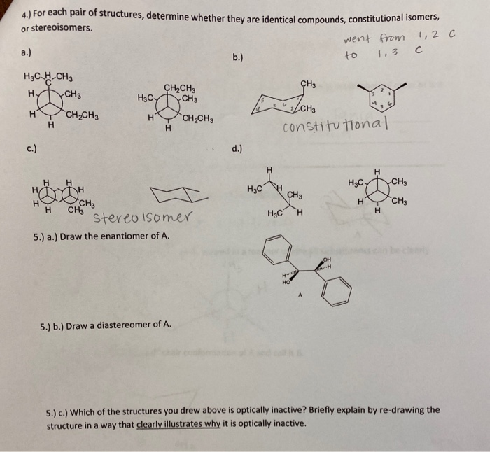 Solved For each pair of structures, determine whether they | Chegg.com