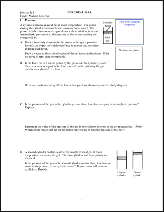 Solved Free body diagram Physics 535 THE IDEAL GAS Credit: | Chegg.com