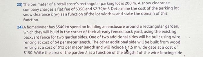 Solved 23) The perimeter of a retail store's rectangular | Chegg.com