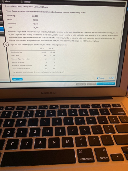 Solved eBook Calculator Overhead Application, Activity-Based | Chegg.com