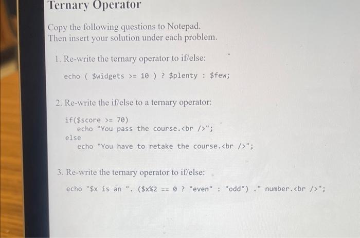 Solved Copy the following questions to Notepad. Then insert | Chegg.com