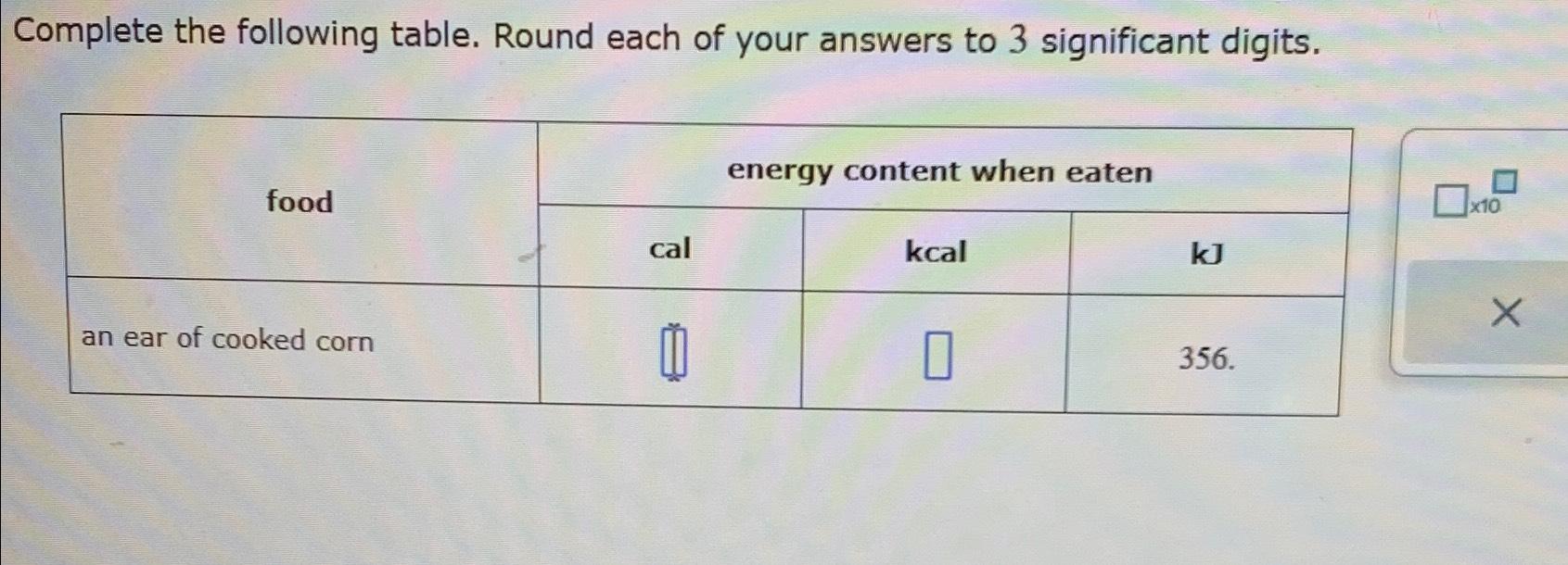 Solved Complete the following table. Round each of your | Chegg.com