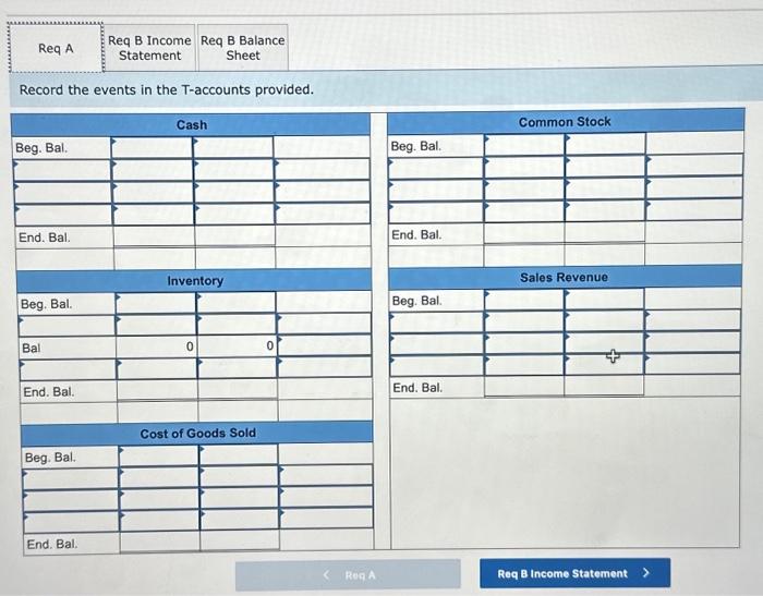Solved Record the events in the T-accounts provided.Prepare | Chegg.com
