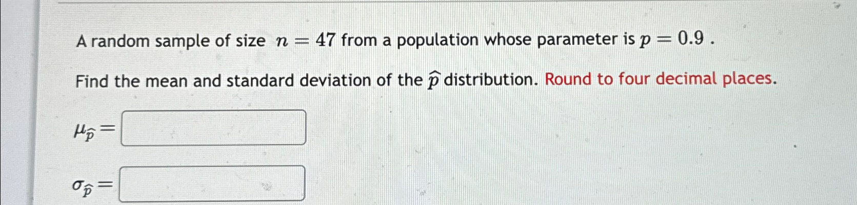Solved A random sample of size n=47 ﻿from a population whose | Chegg.com