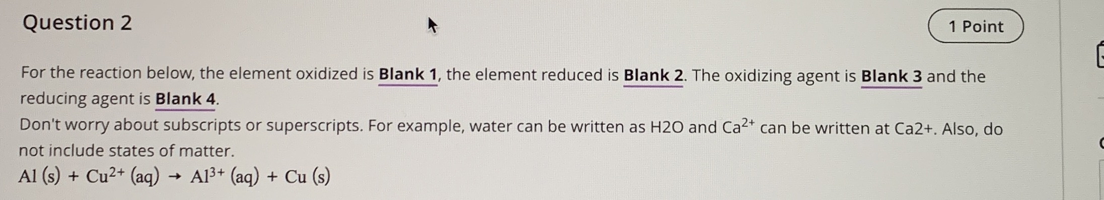 Solved Question 21 ﻿PointFor the reaction below, the element | Chegg.com