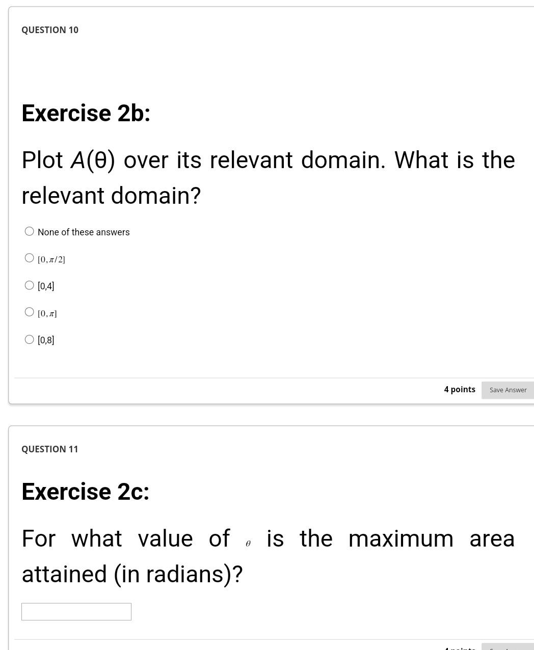 Solved Exercise 2a: Largest rectangle inscribed in a | Chegg.com