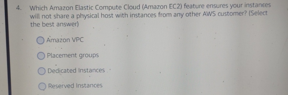 Solved Which Amazon Elastic Compute Cloud (Amazon EC2) | Chegg.com