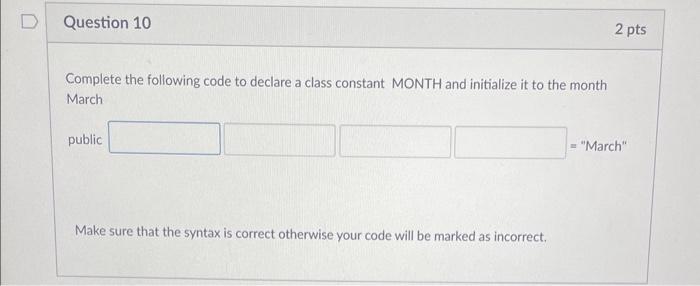 Solved Complete the following code to declare a class | Chegg.com