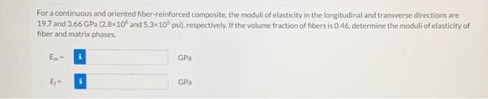 Solved For a continuous and oriented fiber-reinforced | Chegg.com