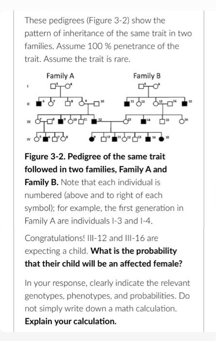 Solved These pedigrees (Figure 3-2) show the pattern of | Chegg.com