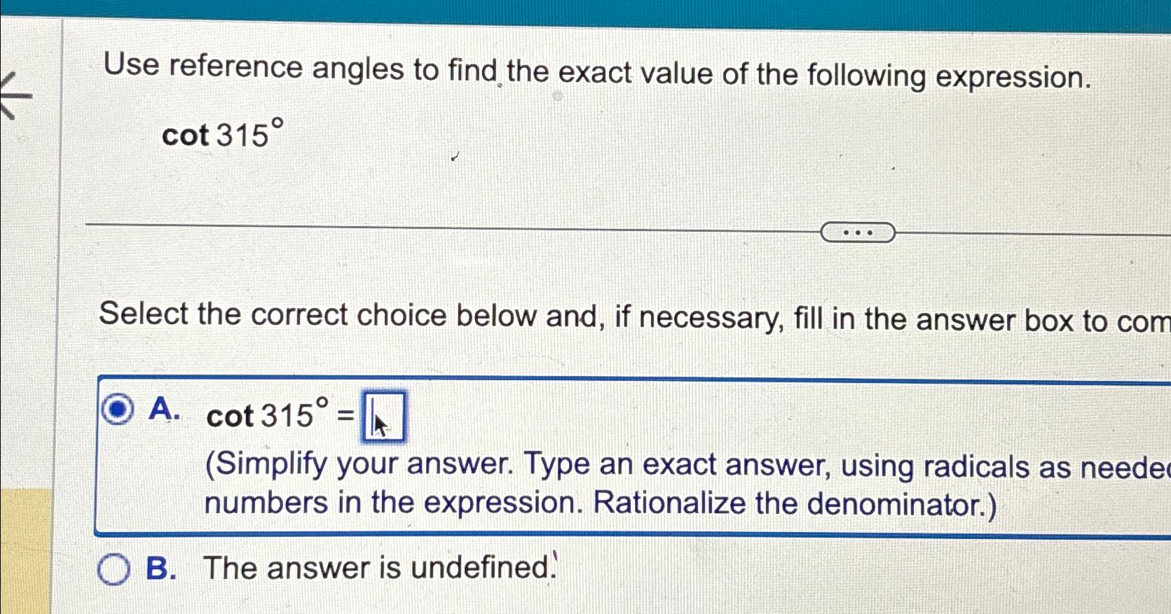 Solved Use reference angles to find the exact value of the | Chegg.com