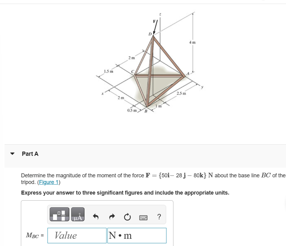 Solved Part ADetermine the magnitude of the moment of the | Chegg.com