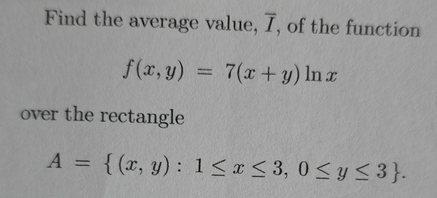 Solved Find the average value, Iˉ, of the function | Chegg.com