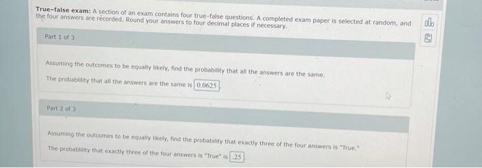 Solved True-false exam: A section of an exam contains four | Chegg.com