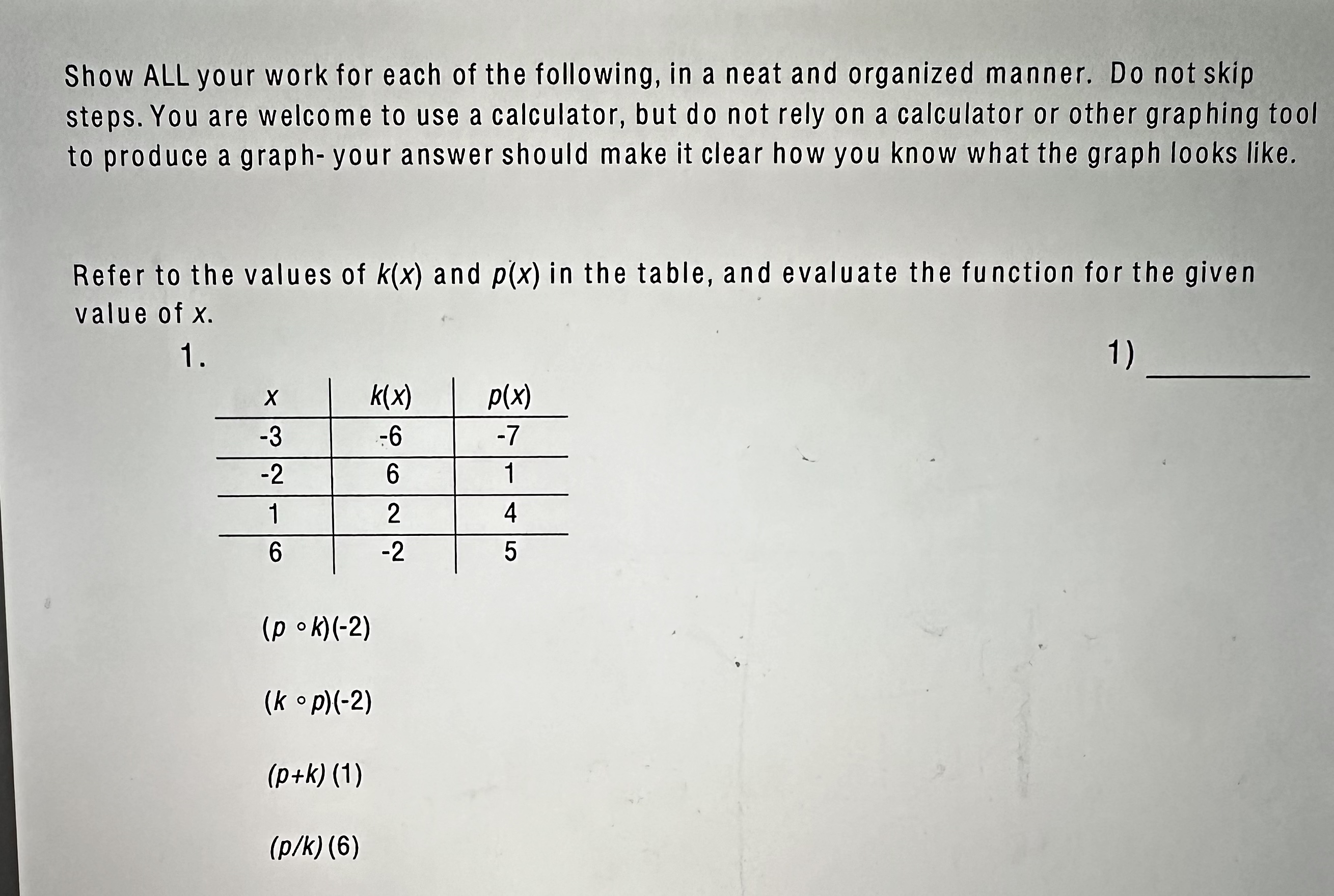 Solved Show ALL your work for each of the following, in a | Chegg.com