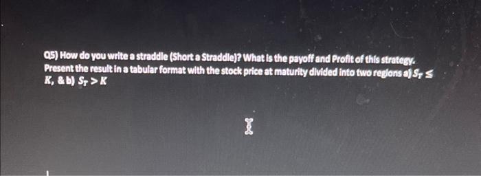 Solved Q5) How do you write a straddle (Short a Straddle)? | Chegg.com
