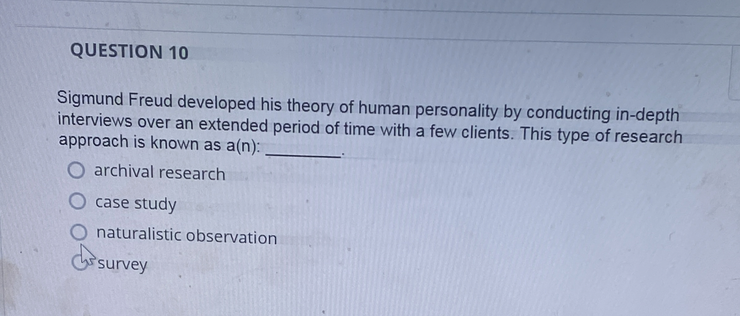 Solved QUESTION 10Sigmund Freud developed his theory of | Chegg.com