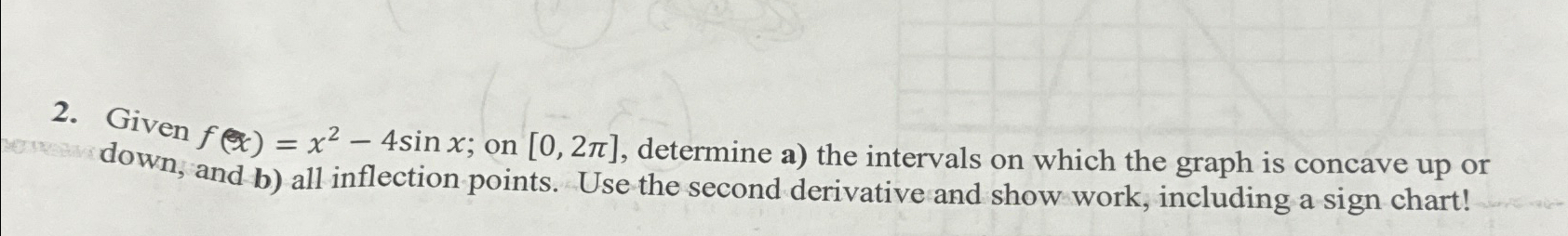 Given f(x)=x2-4sinx; on 0,2π, ﻿determine a) ﻿the | Chegg.com