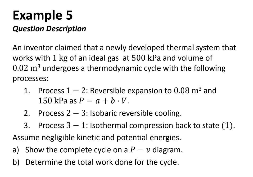 Solved Example 5 Question Description An inventor claimed | Chegg.com