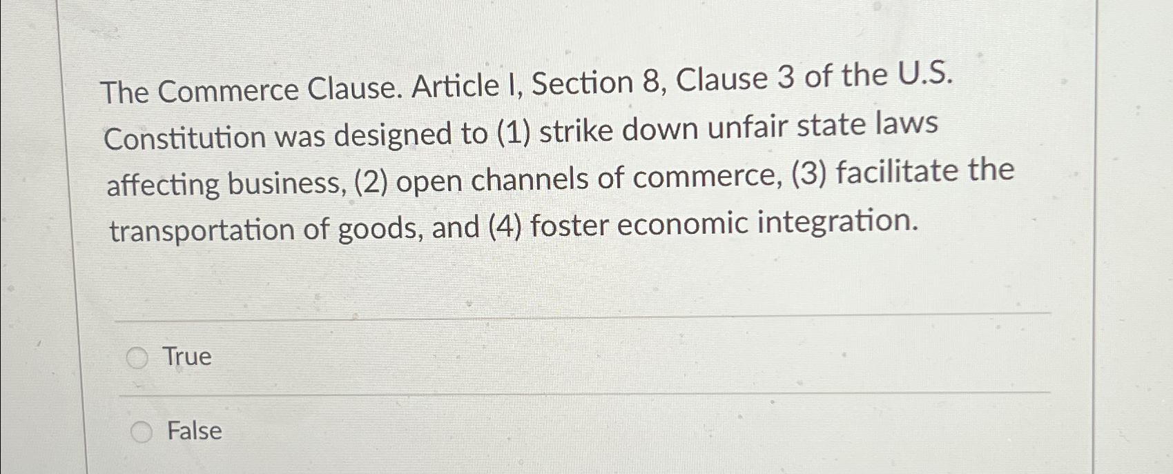 Solved The Commerce Clause. Article I, Section 8, ﻿Clause 3 | Chegg.com