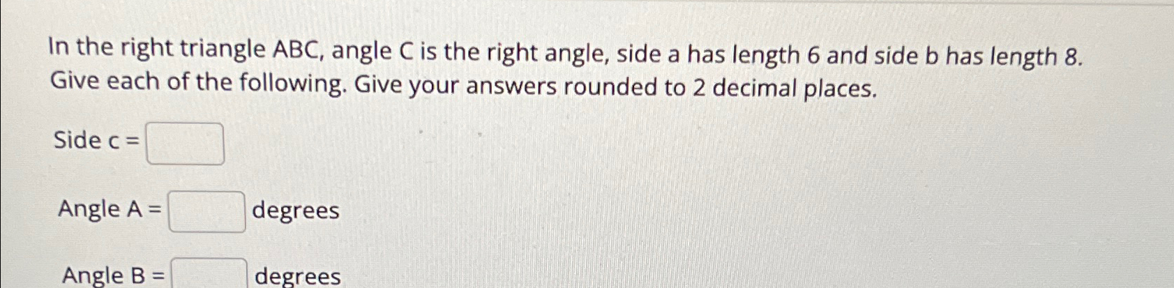 Solved In the right triangle ABC, angle C ﻿is the right | Chegg.com