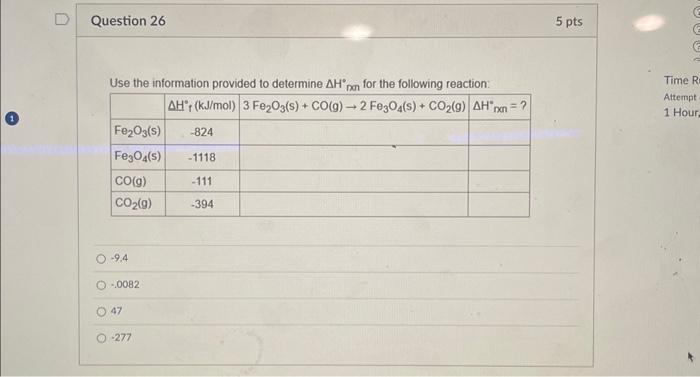 Solved Question 26 5 pts \begin{tabular}{|l|c|c|c|} \hline & | Chegg.com