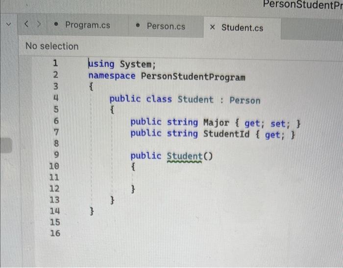 Solved - We will continue with the Student class - Add a | Chegg.com